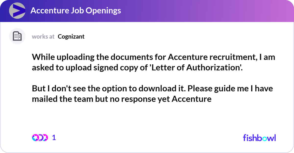 While uploading the documents for Accenture recrui... | Fishbowl