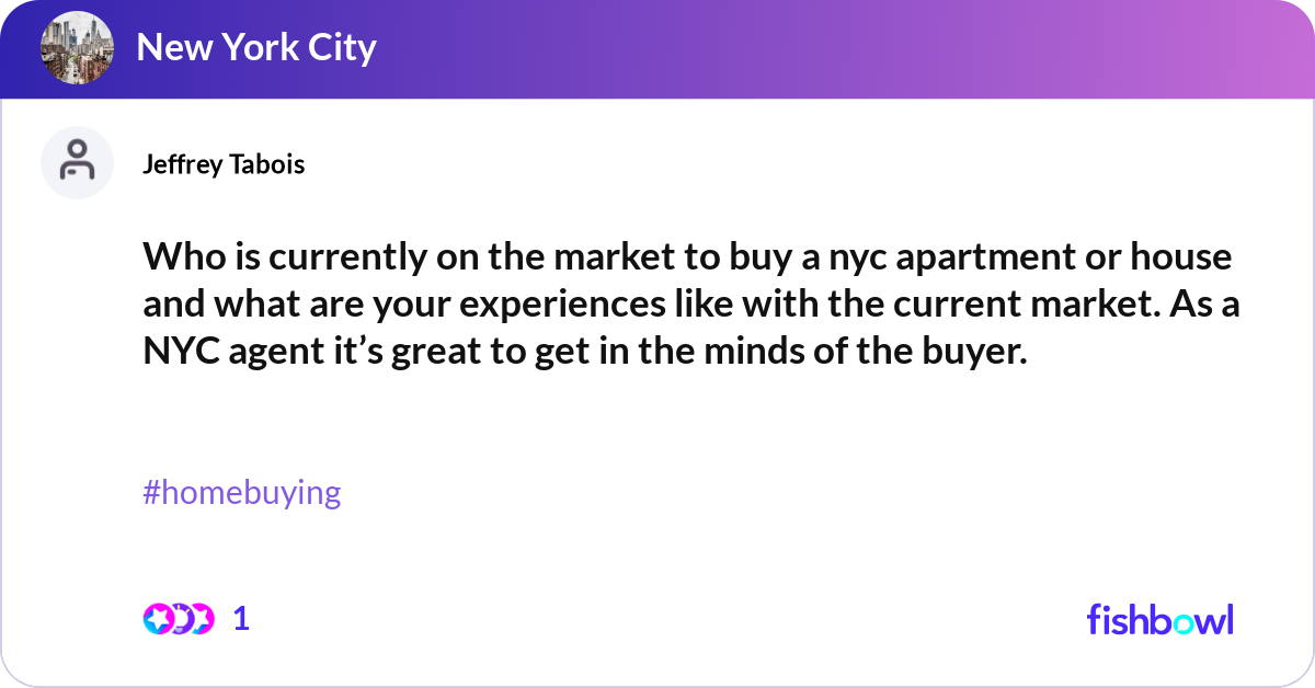 Who is currently on the market to buy a nyc apartm... | Fishbowl