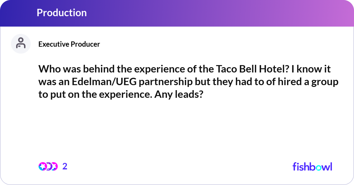 Who was behind the experience of the Taco Bell Hot... | Fishbowl