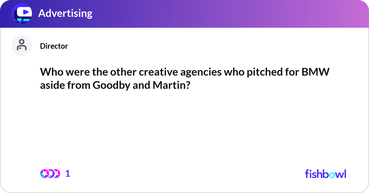 Who were the other creative agencies who pitched f... | Fishbowl