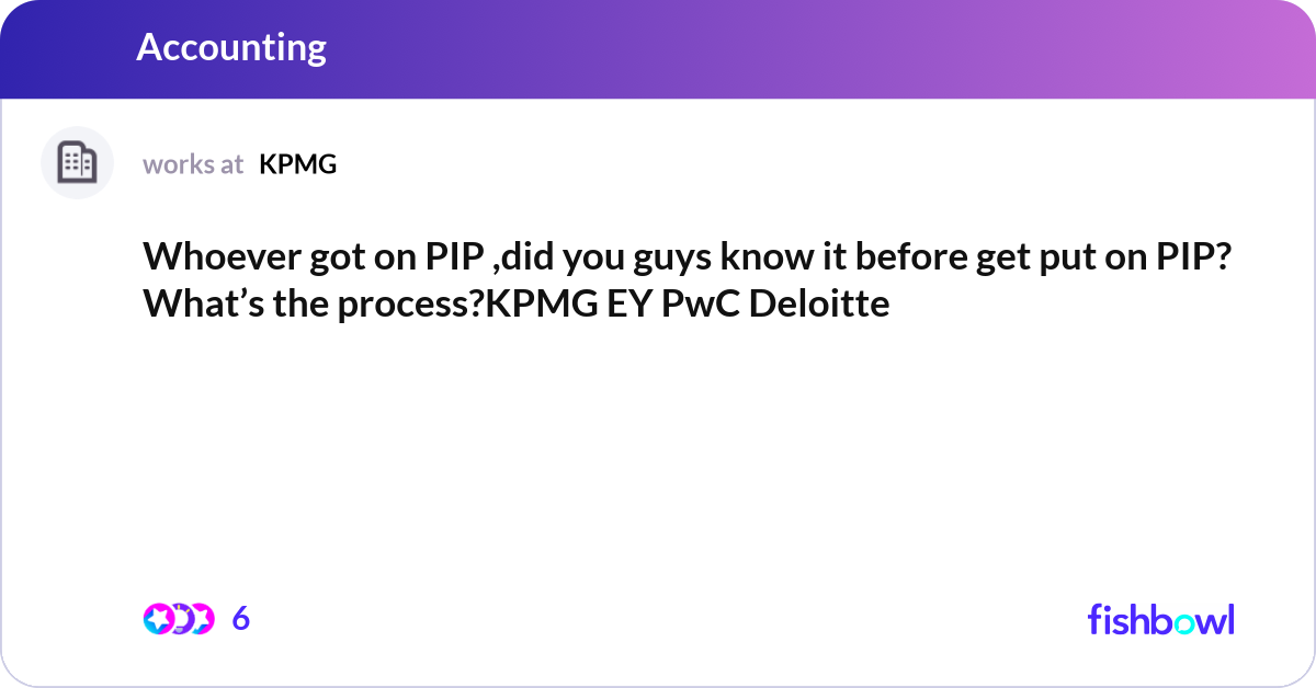 Whoever got on PIP ,did you guys know it before ge... | Fishbowl