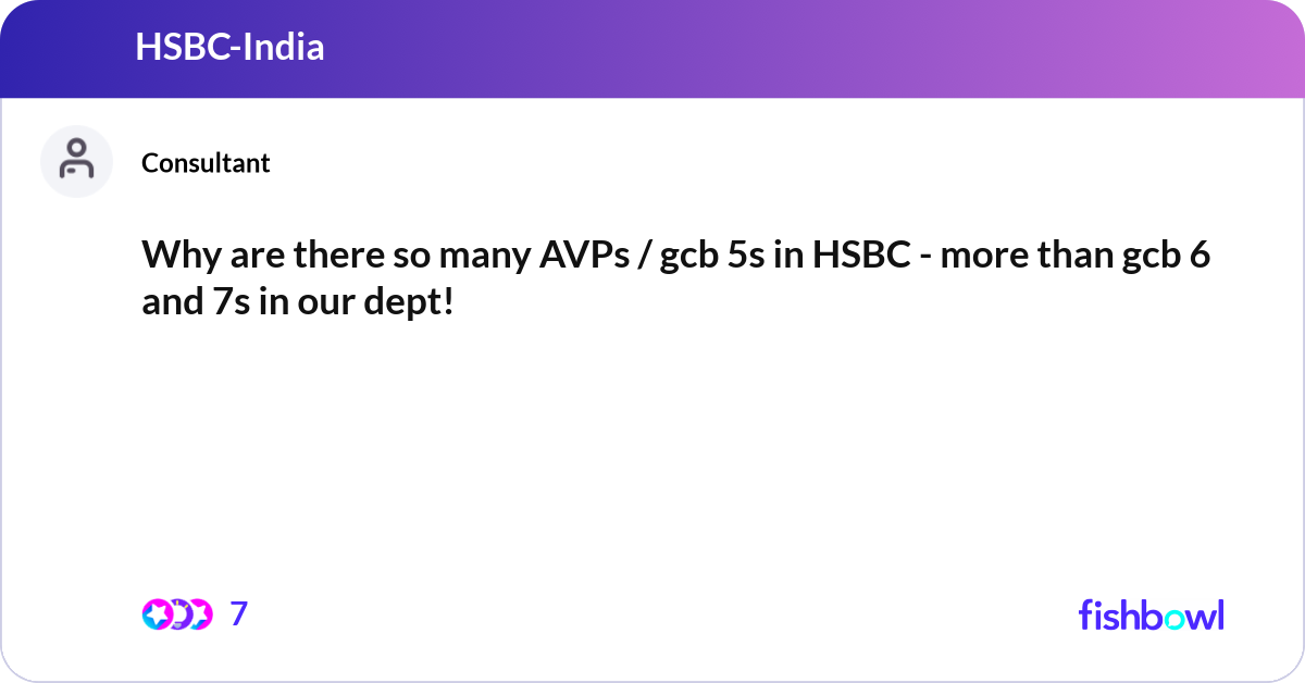 Why are there so many AVPs / gcb 5s in HSBC - more... | Fishbowl