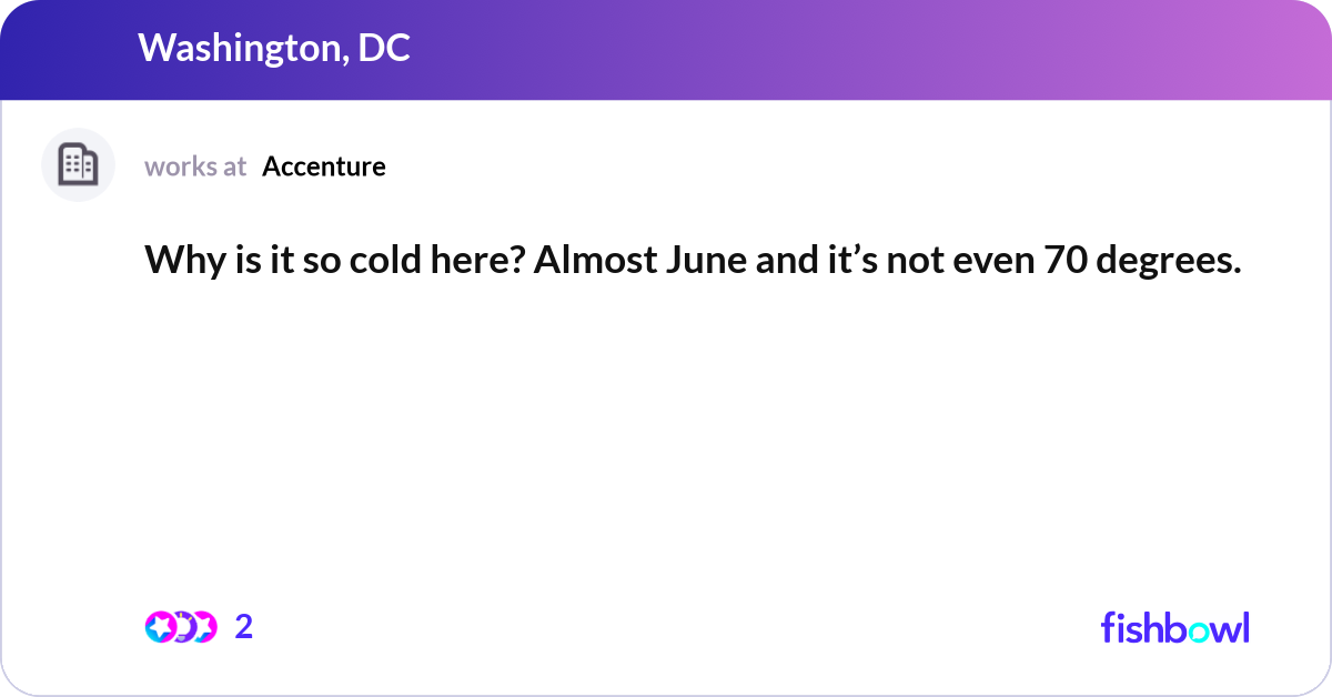 Why is it so cold here? Almost June and it’s not e... | Fishbowl