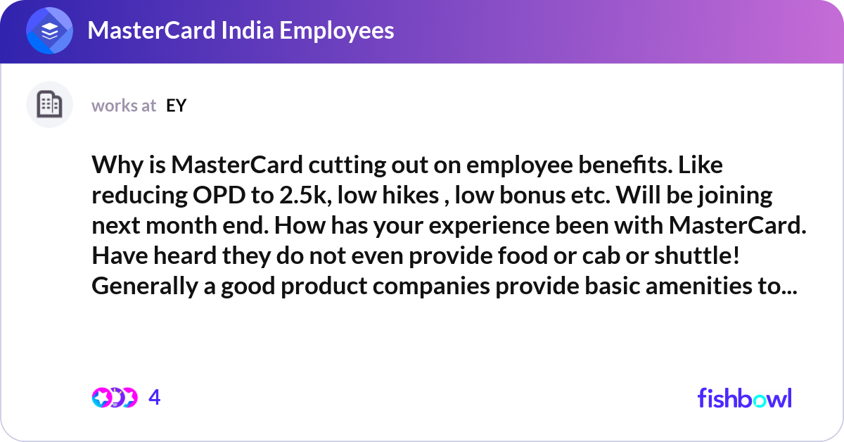 Why is MasterCard cutting out on employee benefits... | Fishbowl