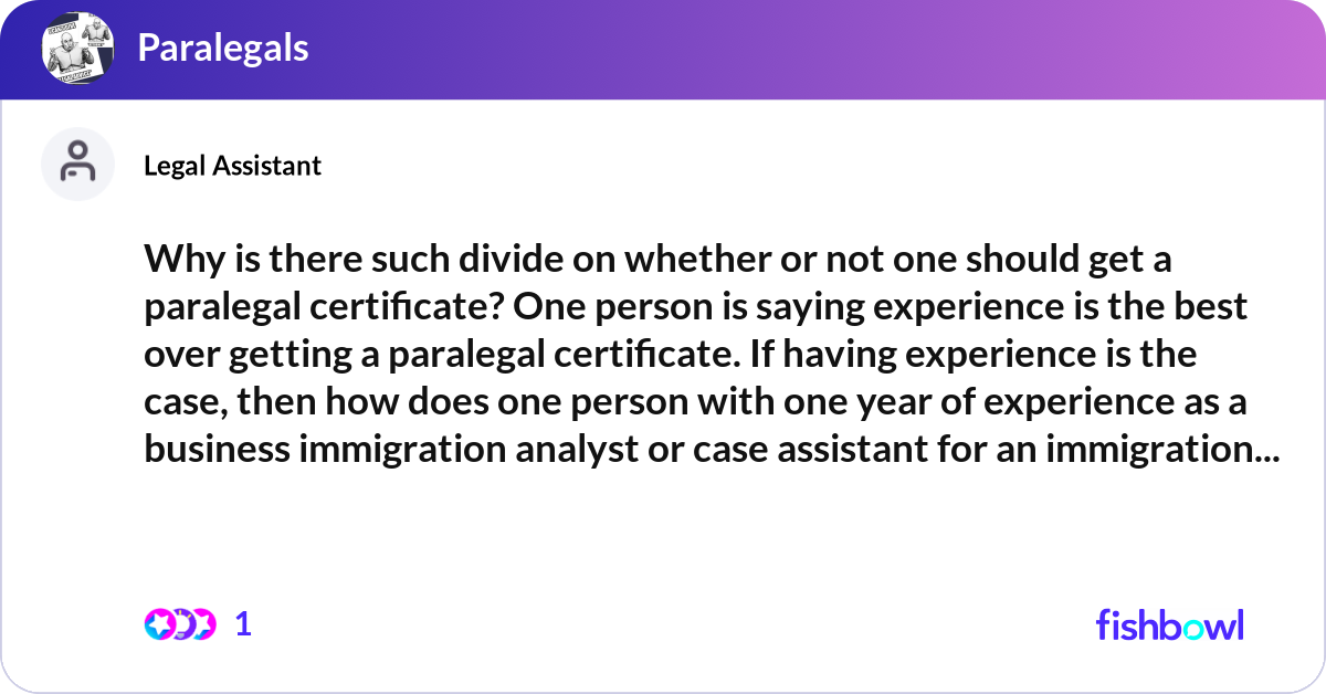 Why is there such divide on whether or not one sho... | Fishbowl