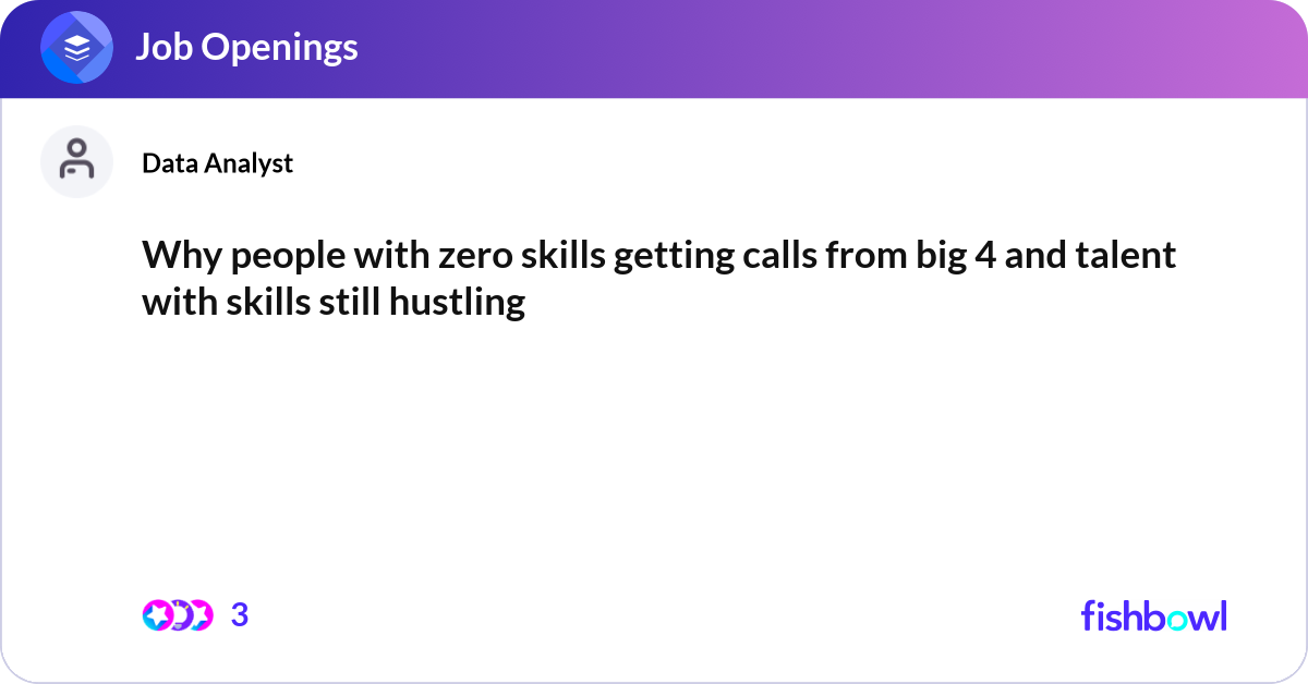 Why people with zero skills getting calls from big... | Fishbowl