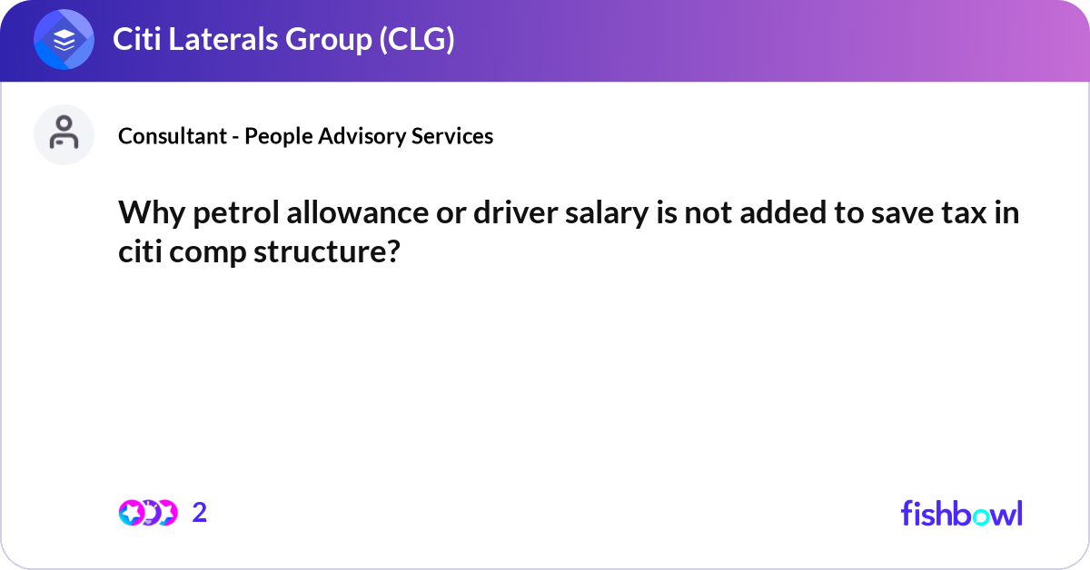 Why petrol allowance or driver salary is not added... | Fishbowl