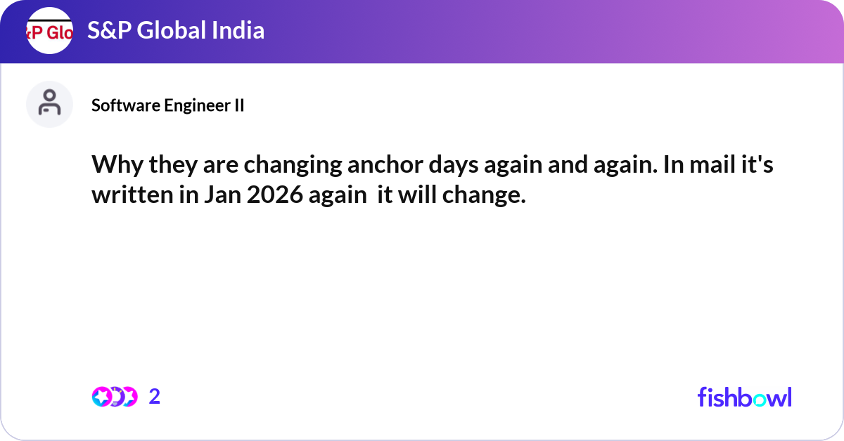Why they are changing anchor days again and again.... | Fishbowl
