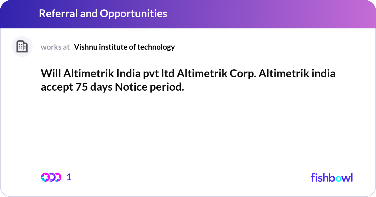 Will Altimetrik India pvt ltd Altimetrik Corp. Alt... | Fishbowl
