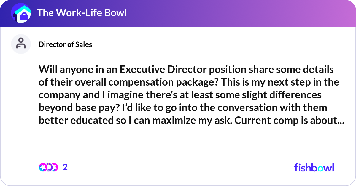 Will anyone in an Executive Director position shar... | Fishbowl