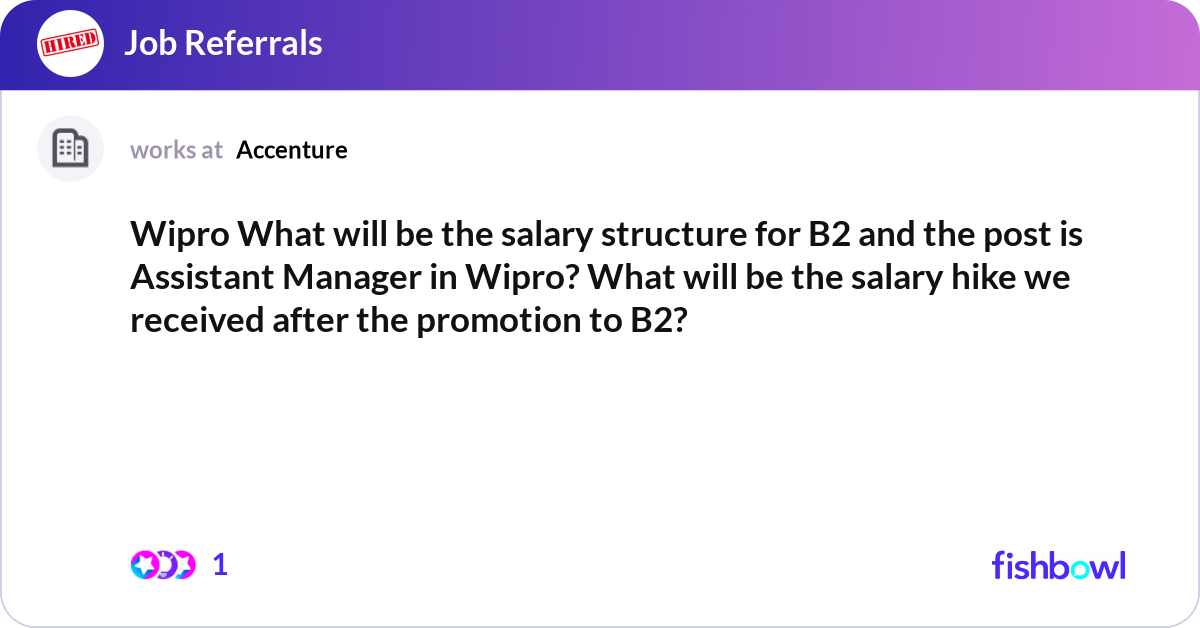 Wipro What will be the salary structure for B2 and... | Fishbowl