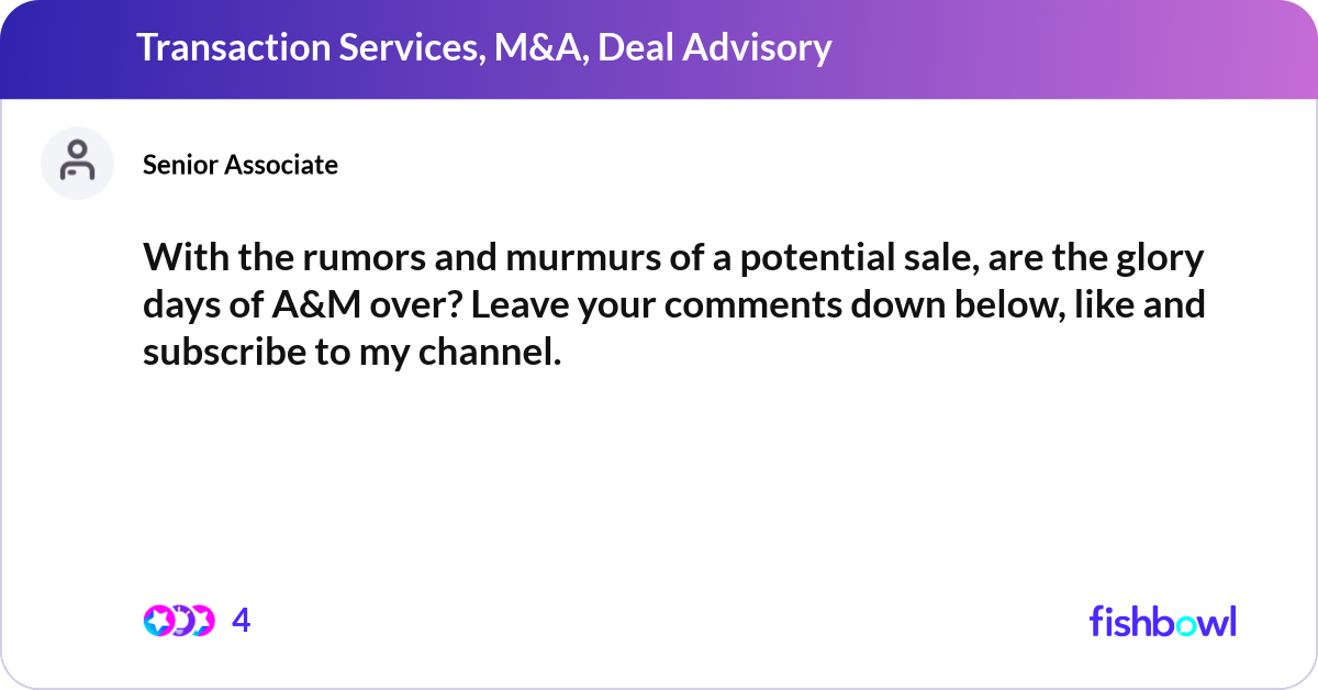 With the rumors and murmurs of a potential sale, a... | Fishbowl