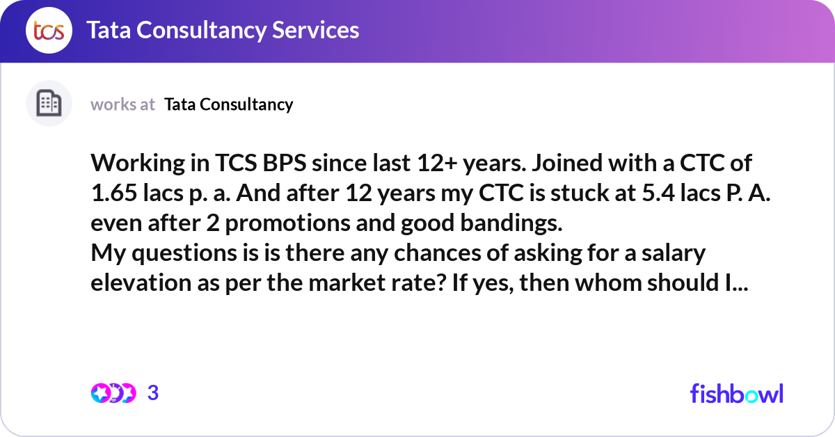 Working in TCS BPS since last 12+ years. Joined wi... | Fishbowl