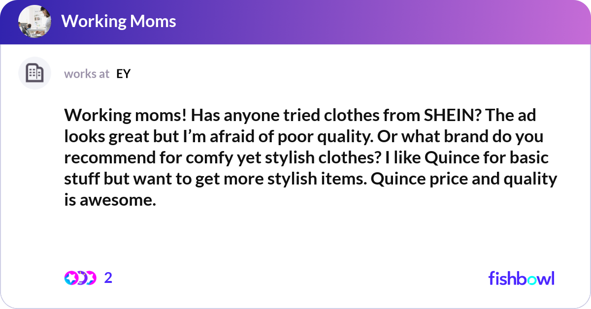 Working moms! Has anyone tried clothes from SHEIN?... | Fishbowl