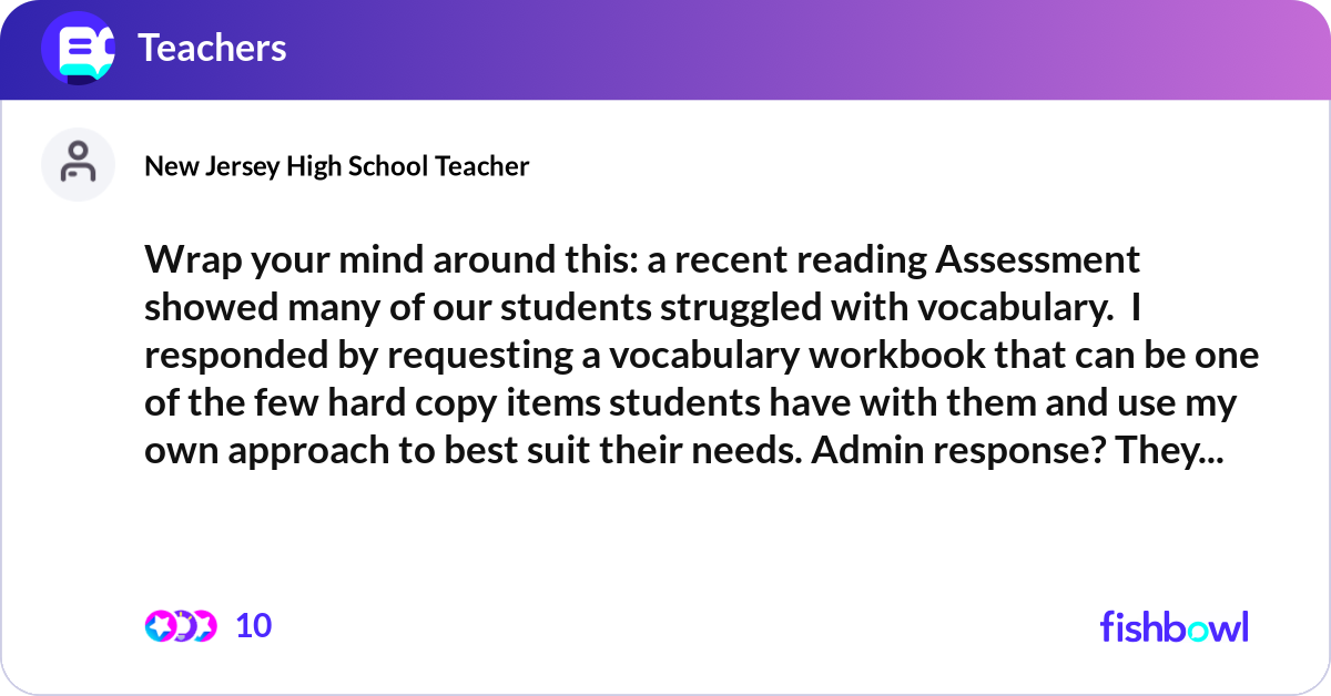 Wrap your mind around this: a recent reading Asses... | Fishbowl