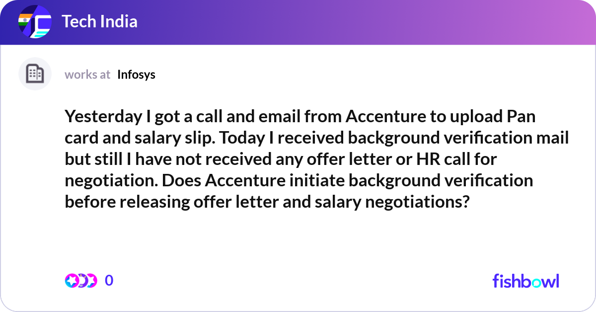 Yesterday I got a call and email from Accenture to... | Fishbowl