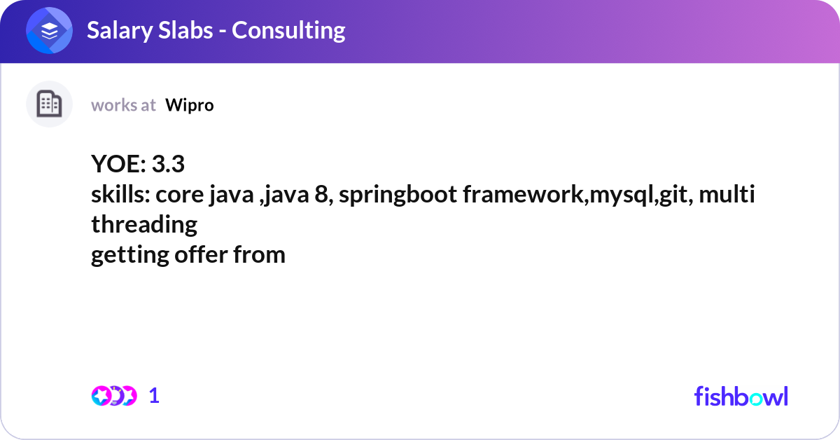 YOE: 3.3 skills: core java ,java 8, springboot fra... | Fishbowl