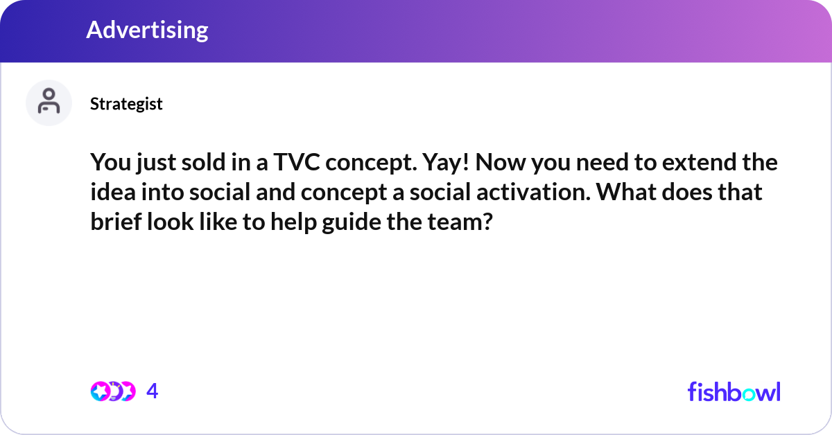 You just sold in a TVC concept. Yay! Now you need ... | Fishbowl