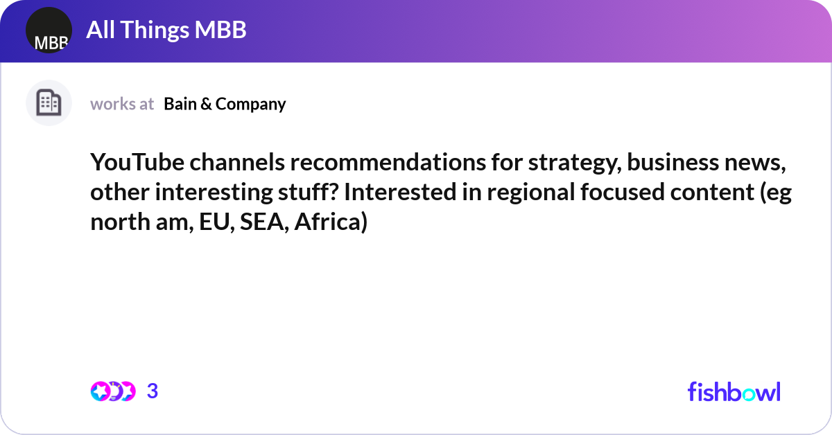 YouTube channels recommendations for strategy, bus... | Fishbowl