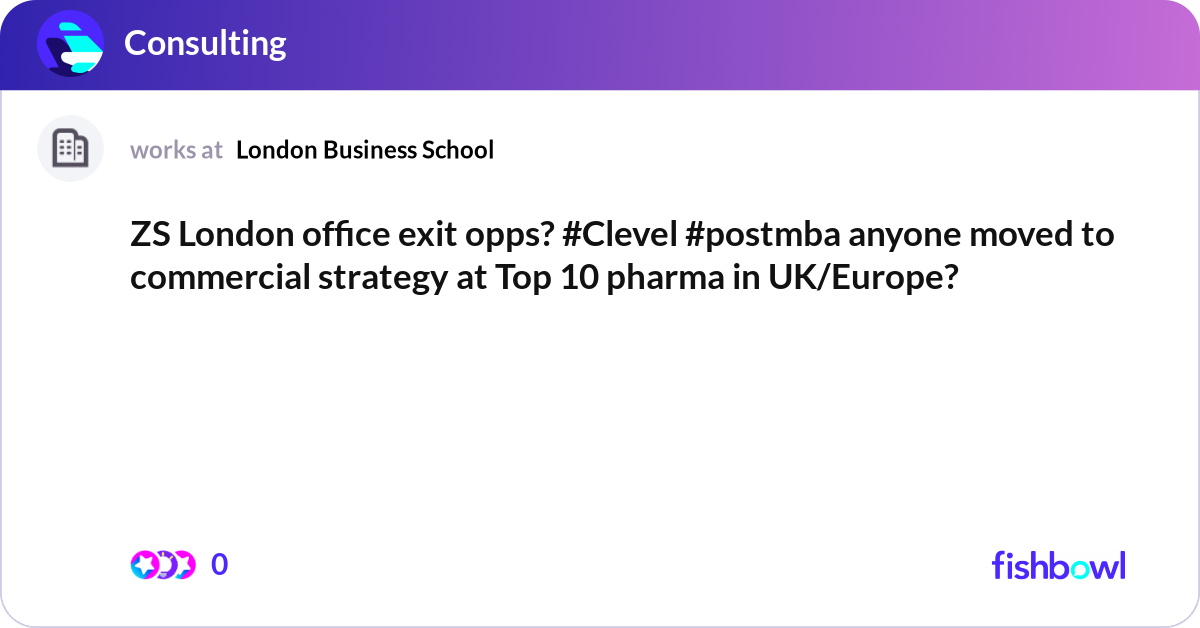 ZS London office exit opps? #Clevel #postmba anyon... | Fishbowl