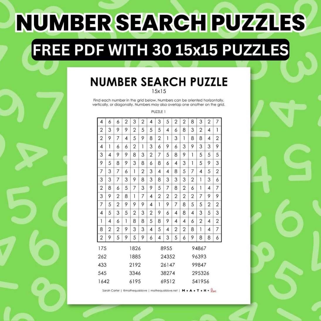 Math Puzzles https://mathequalslove.net/number-sea... | Fishbowl