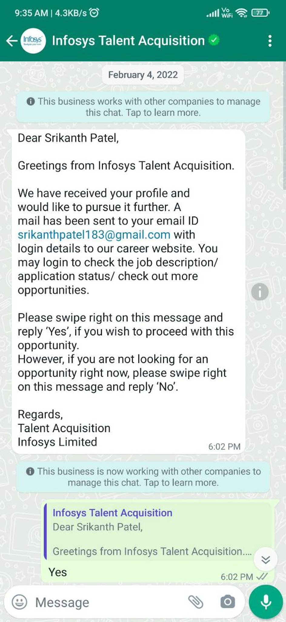 I Have Received Message From Infosys Can Any One Fishbowl I Have Received Message From Infosys Can Any One Fishbowl