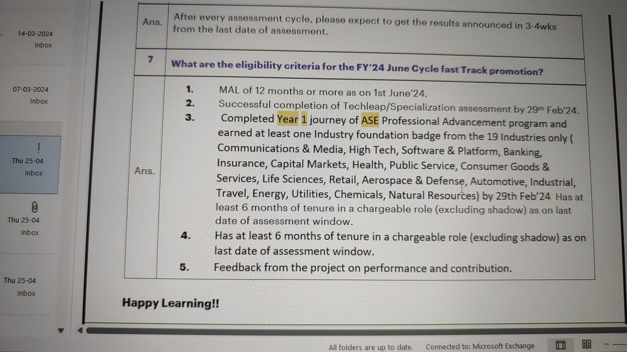 Hi, I joined Accenture in Nov 2022, as an ASE ( LEVEL 12). I got promoted to SE ( Level 11 ...