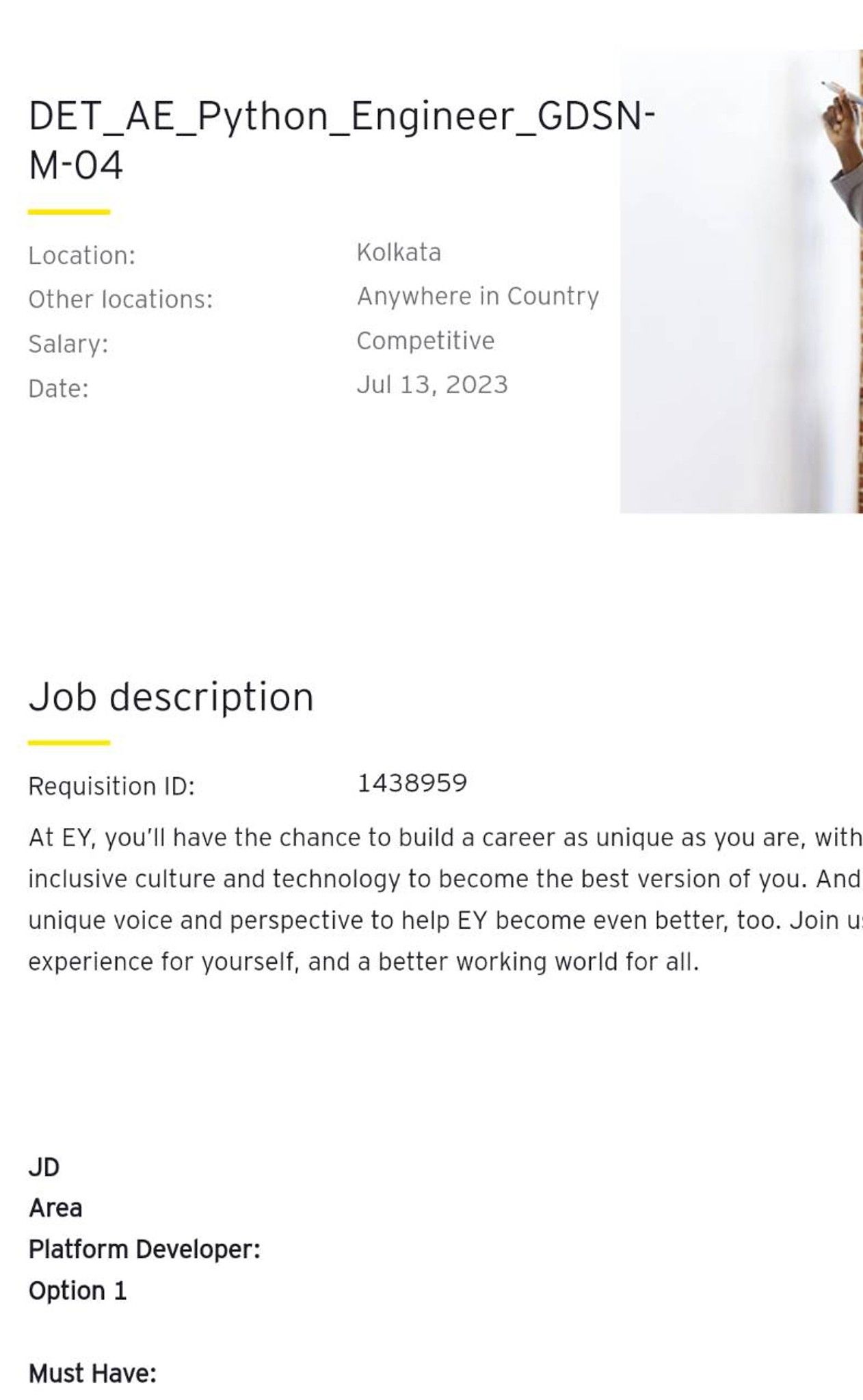 What does "other locations" mean here? Are they hiring for PAN india ...