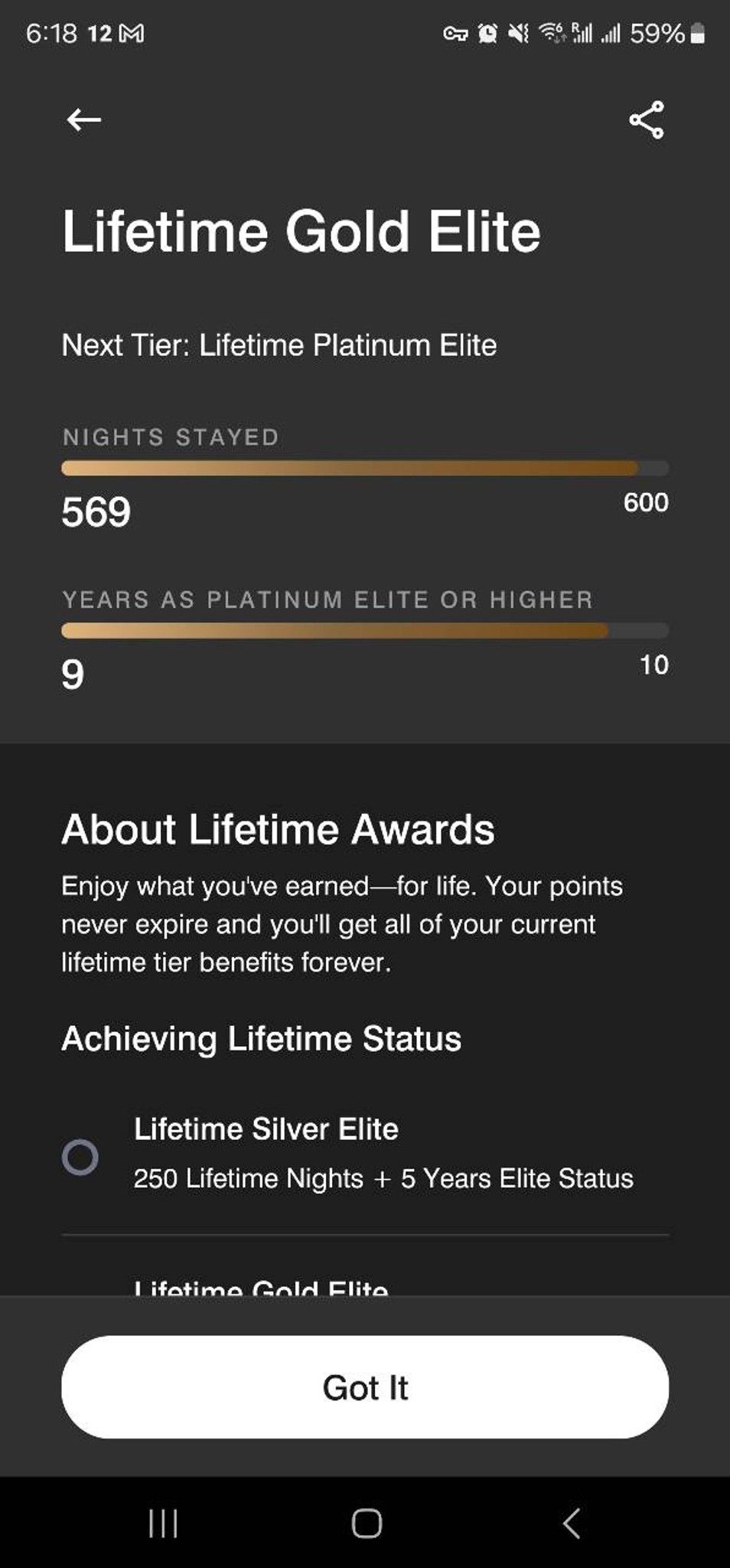 when can i expect marriott lifetime status tracker... | Fishbowl