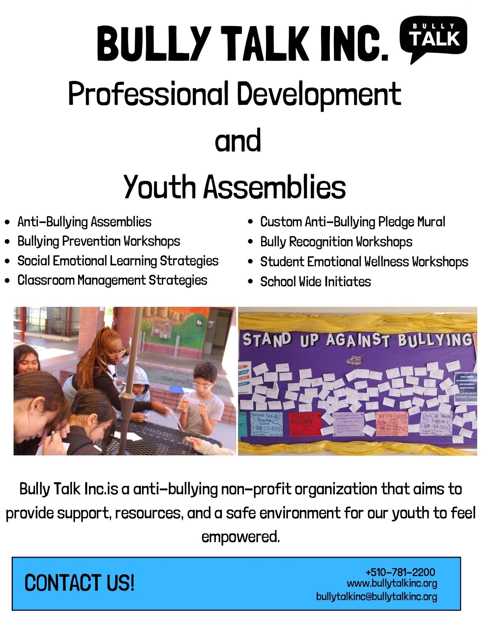 Empower your students to stand up against bullying with Bully Talk Inc ...