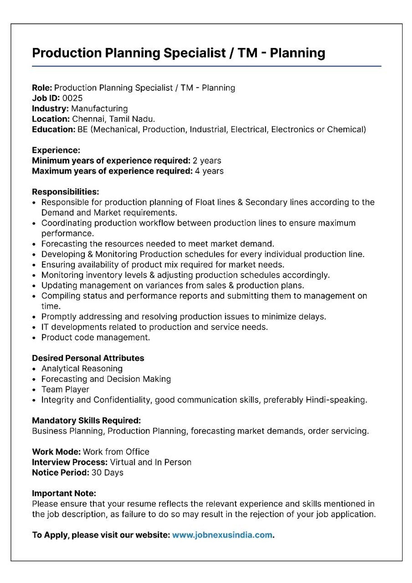 We are Hiring a production Planning Specialist or ... | Fishbowl