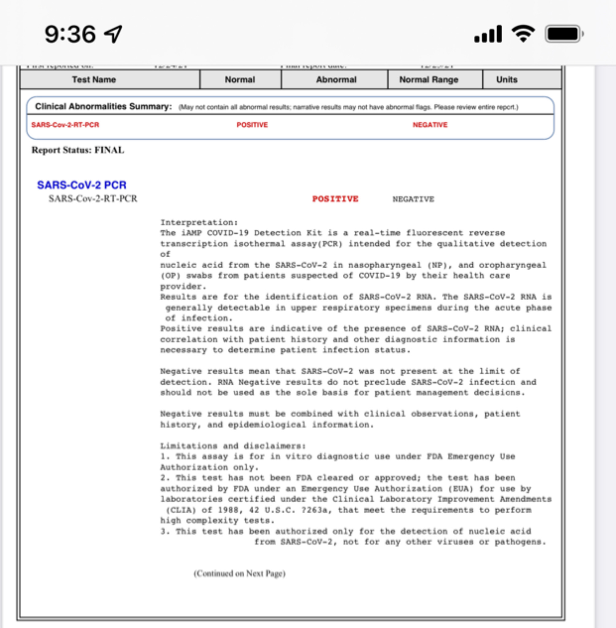 My covid test report says both positive and negative as shown below ...