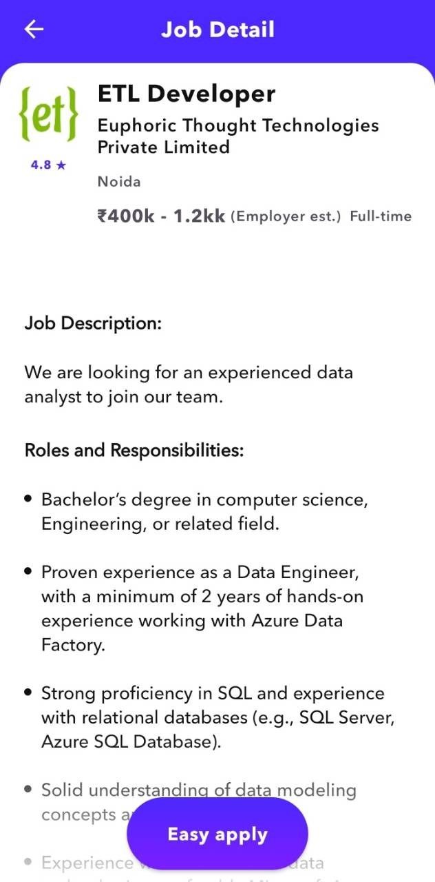 Can anyone please refer me for ETL Developer role?... | Fishbowl