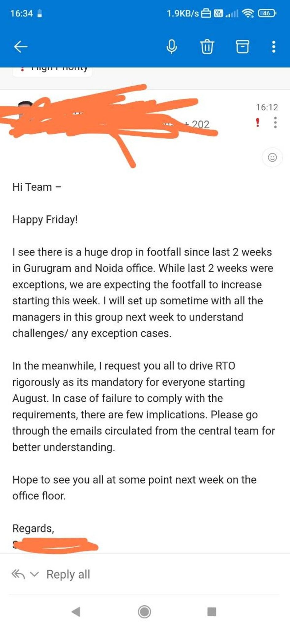 RTO mail received | Fishbowl