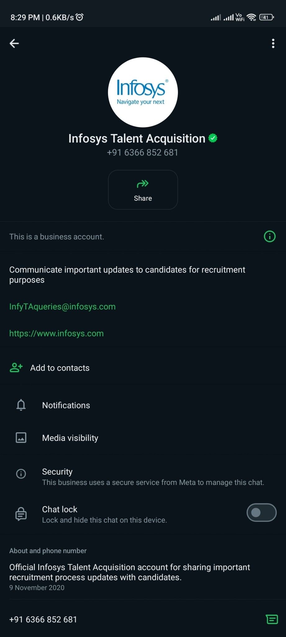 Hi Infosys fishes, I got a WhatsApp message as from Infosys talent ...