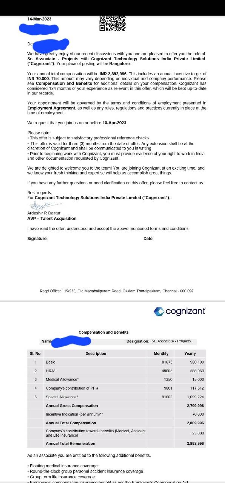 Hello Fishes, Please confirm if this offer letter... | Fishbowl