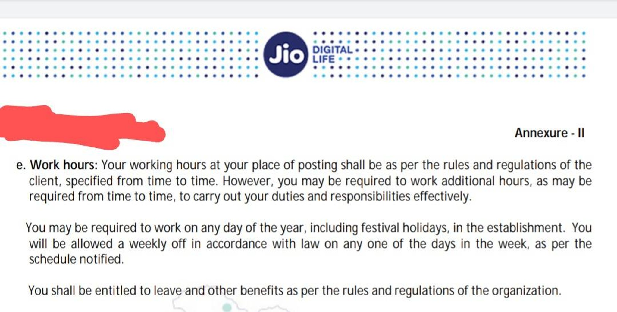 In reliance jio there is 6 days working ?? Can an... | Fishbowl
