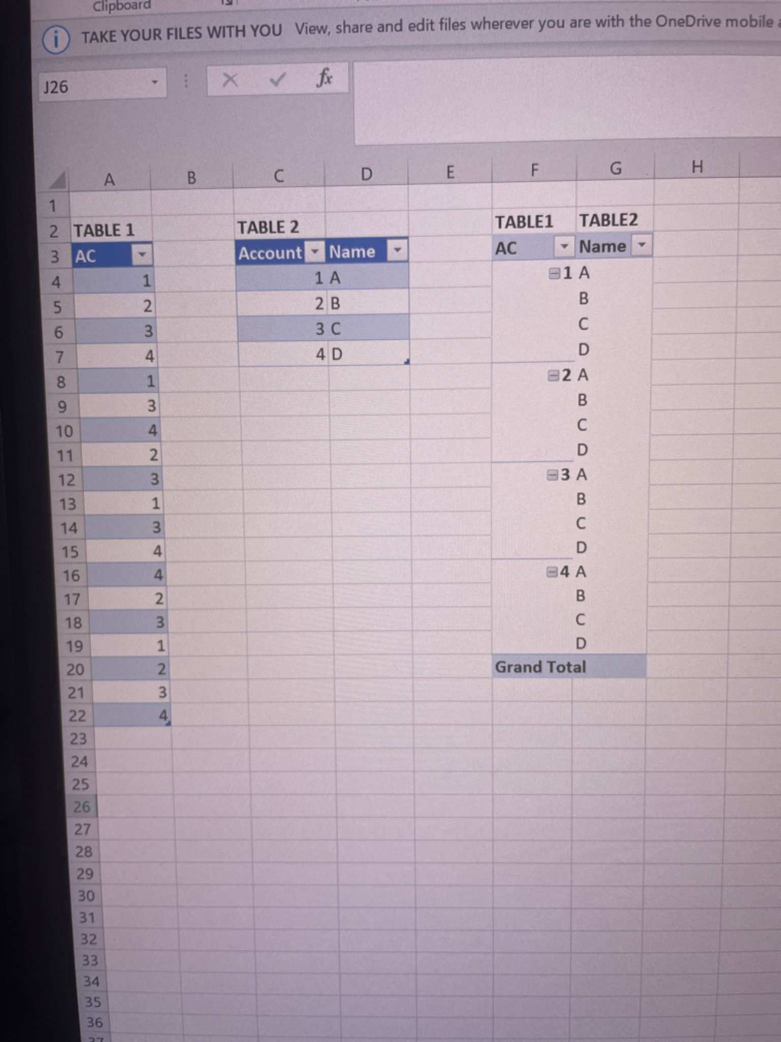 Data model / relationship question. Table 1 has account number but ...