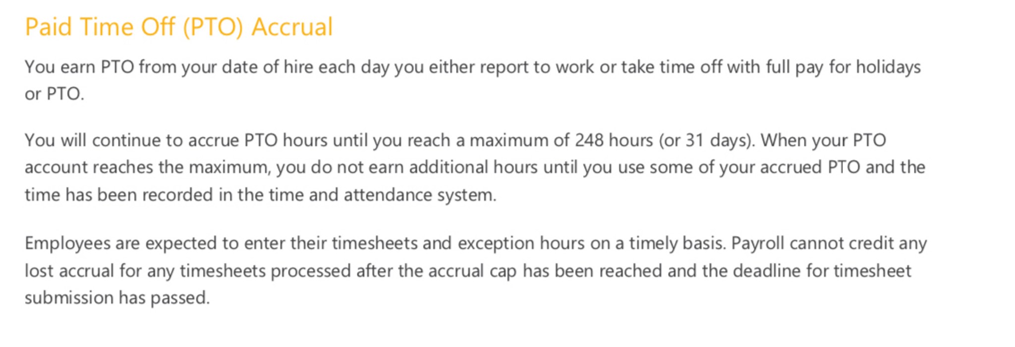 What is the PTO carryover policy? | Fishbowl