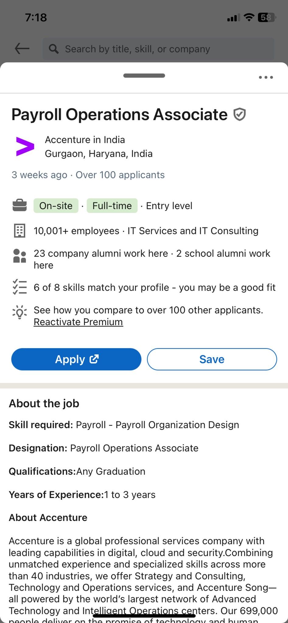 Hi I will be happy to refer you guys in accenture. Accenture ( Ps- Come ...