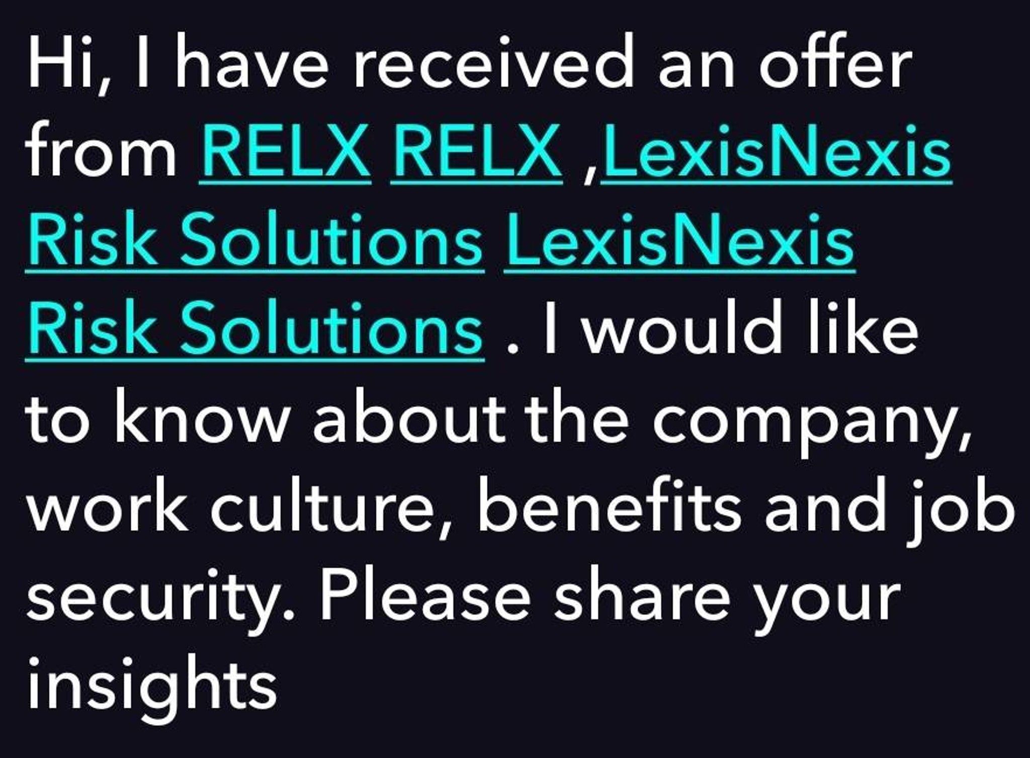LexisNexis Risk Solutions RELX Elsevier . How is j... | Fishbowl