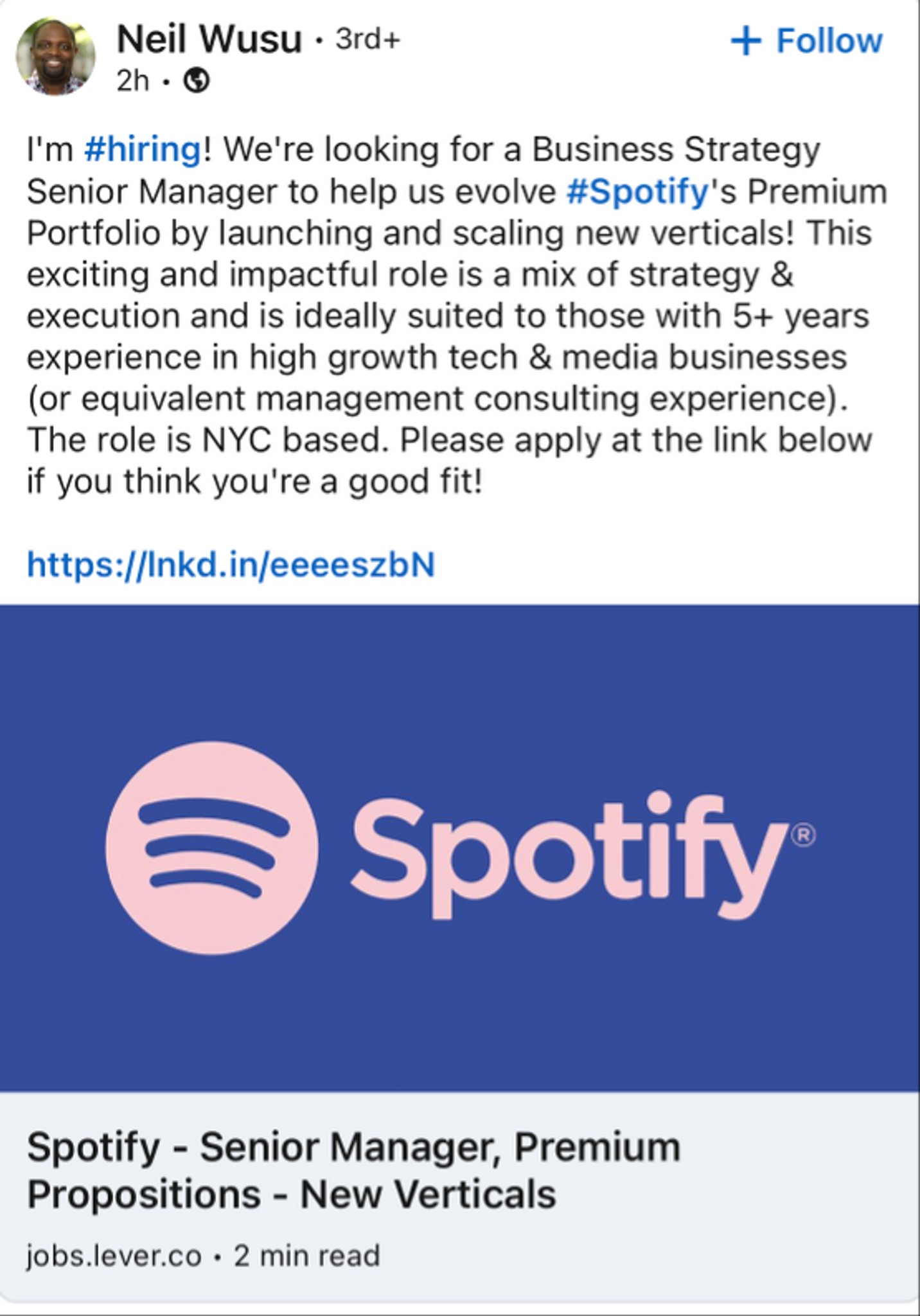 Opening at Spotify NY Glassdoor Forum