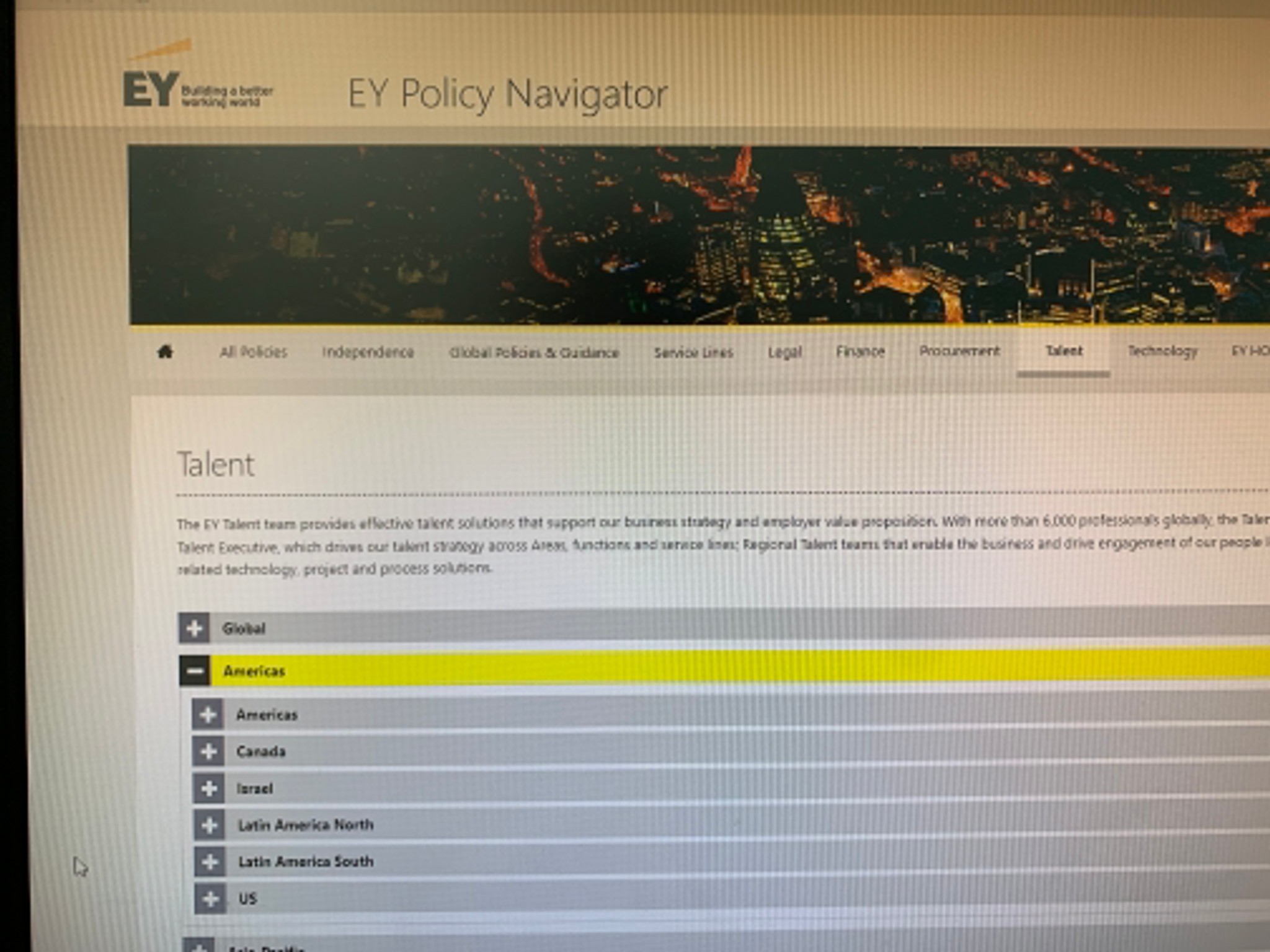 EY policy navigator tool for employees places Isra... | Fishbowl