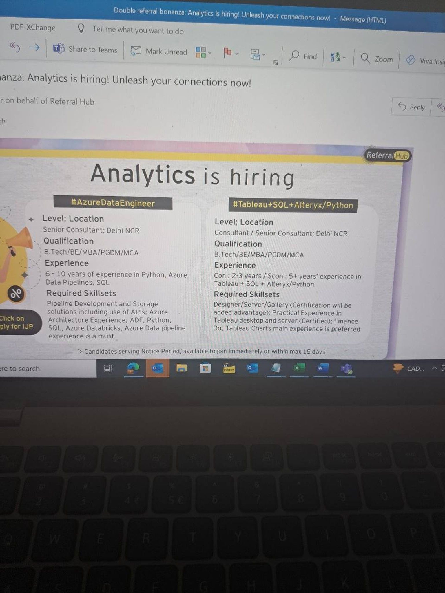 Ey is hiring for Below roles, Dm for refferals, 1. Azure data engineer ...