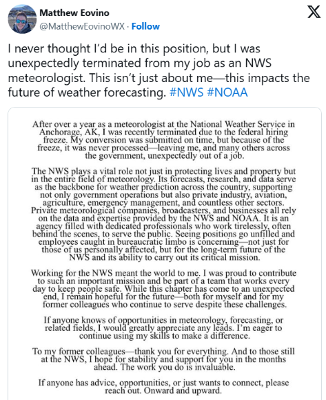 Now they've really done it... Firing hundreds of NOAA/NWS staff is ...