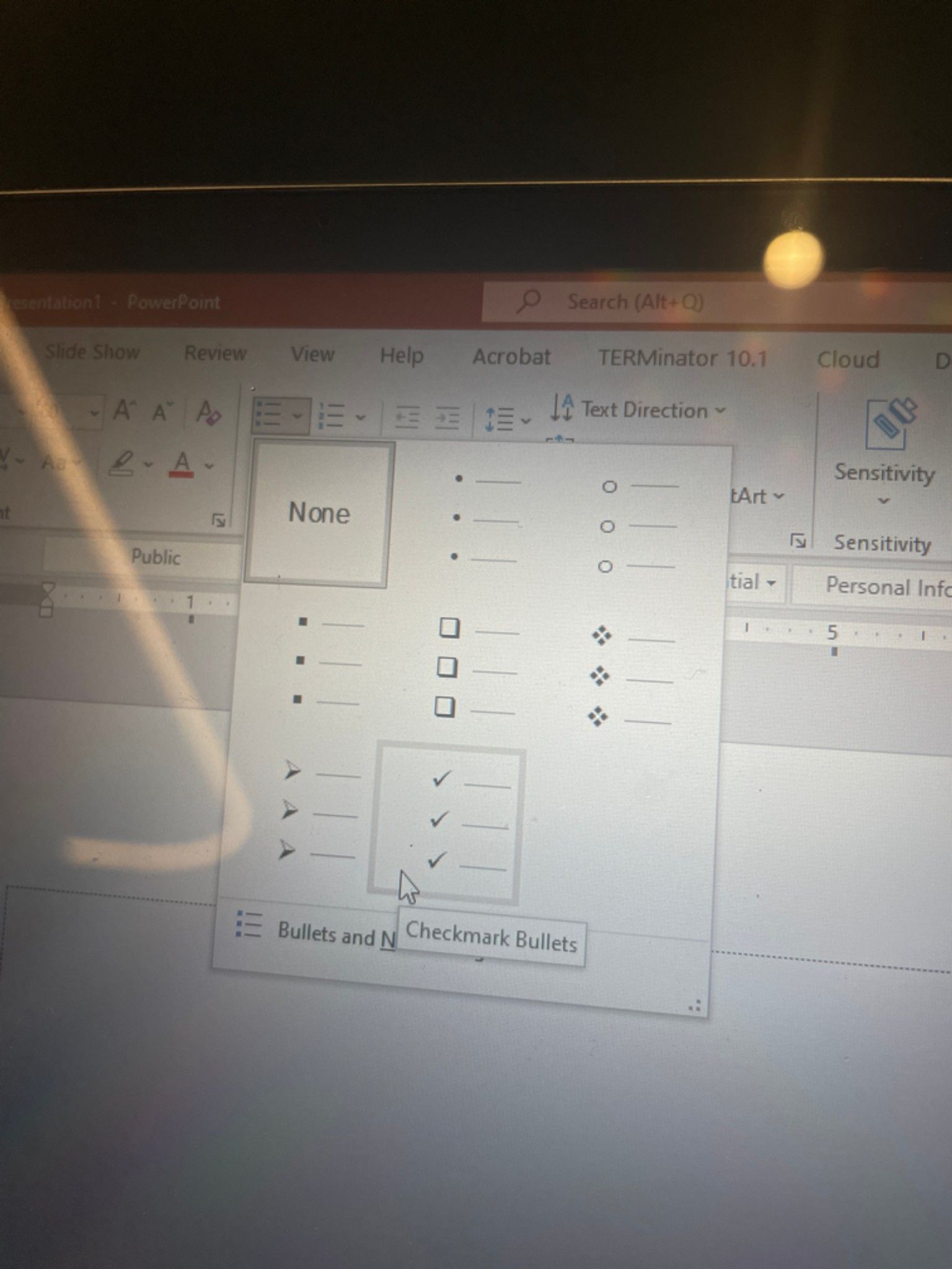 is there a check mark bullet on ppt?? google says ... | Fishbowl