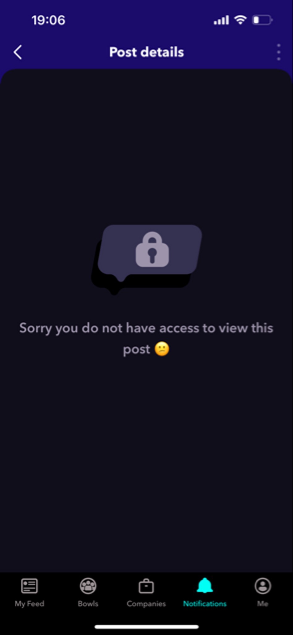 What does not having access to a post mean? Getting this doohickey notice when I try to go to ...