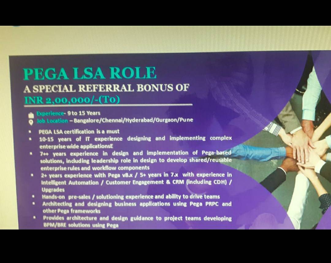 Their is a position for PEGA LSA role (Experience... | Fishbowl