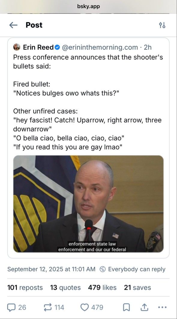 Here is what was engraved in the bullet casings: | Fishbowl