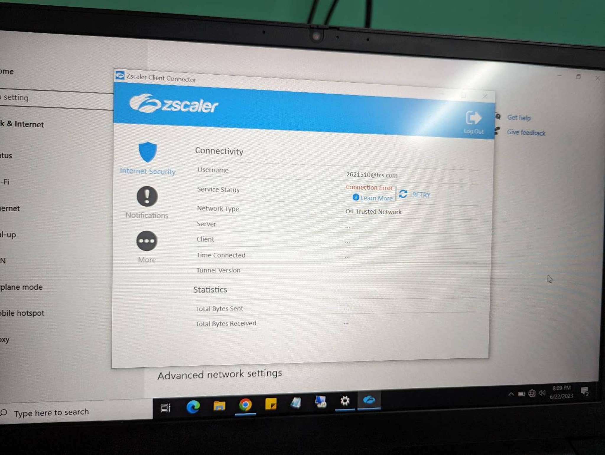 Hi Guys, I'm unable to connect internet, I have a working internet. But ...